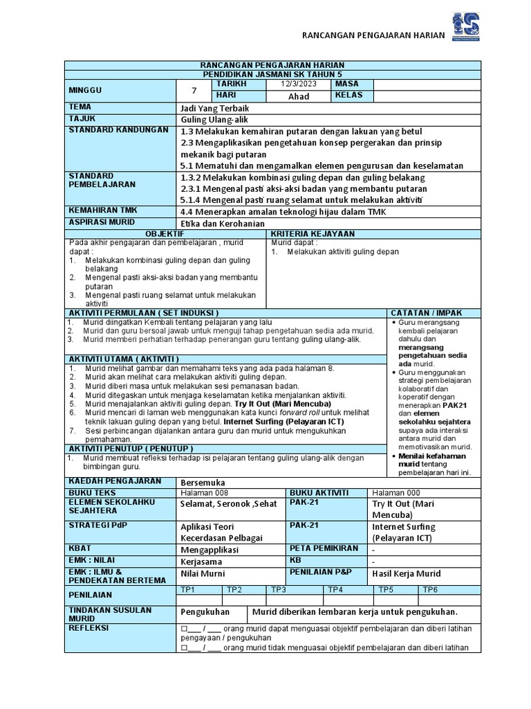 Rancangan Pengajaran Guling Ulang-alik | PDF
