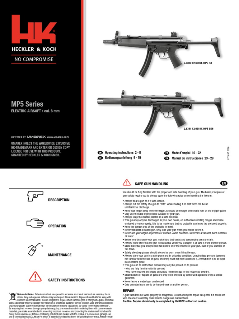 MP5 Series: Electric Airsoft / Cal. 6 MM | PDF | Gun | Trigger (Firearms)