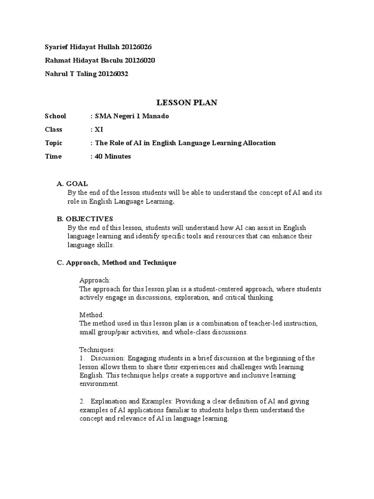 Innovation - Lesson Plan | Download Free PDF | Intelligence (AI) & Semantics | Artificial ...