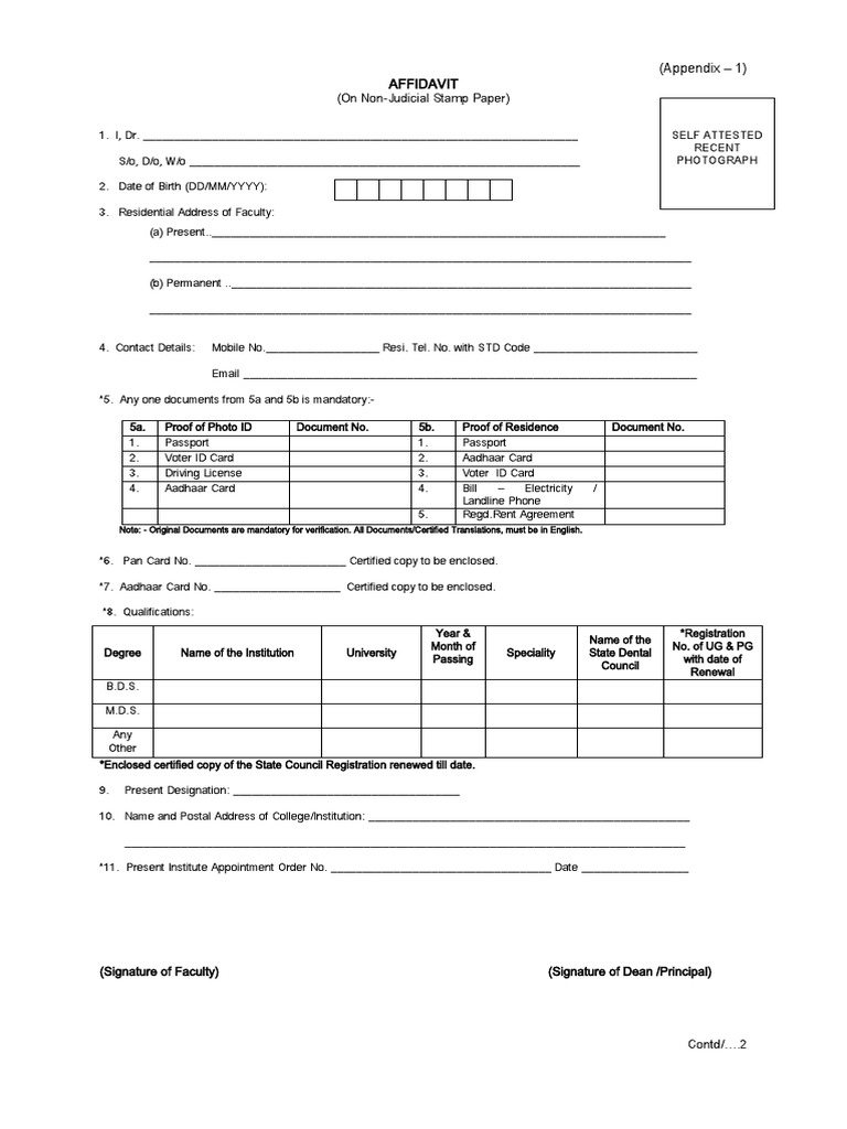 Affidavit Form DCI (Final) | PDF | Affidavit | Government