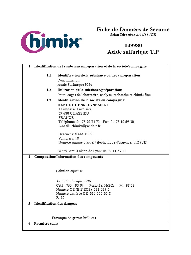 Acide Sulfurique | PDF