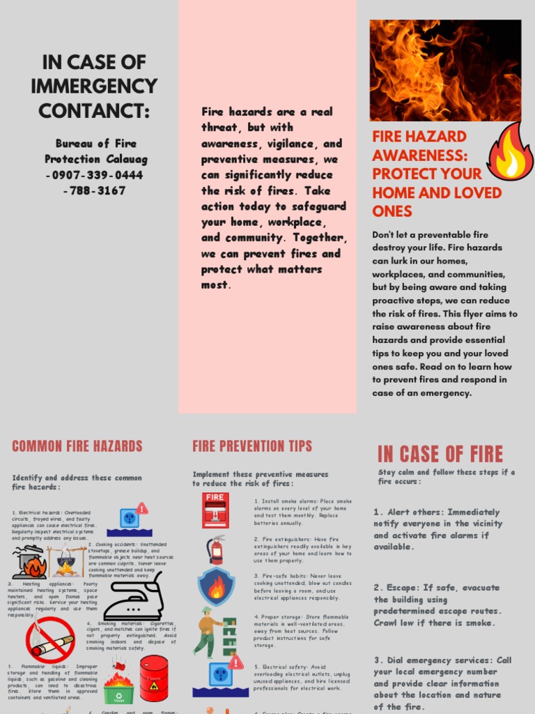 Blue Modern Geometric Trifold Brochure | PDF | Fires | Fire Safety