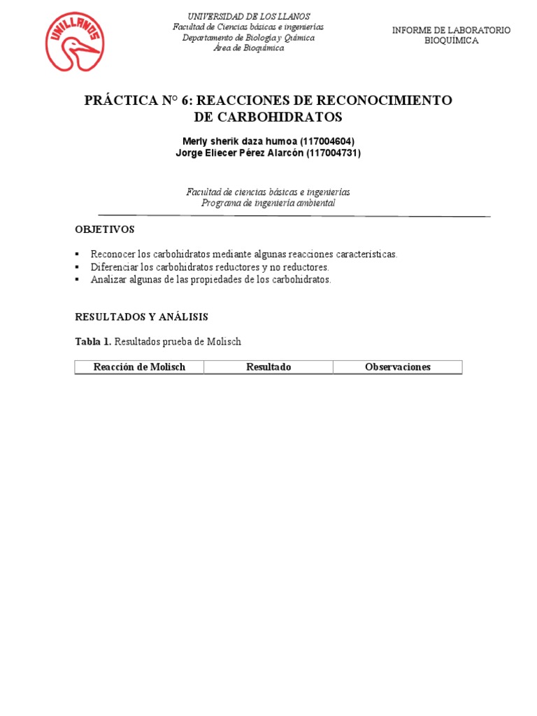 PRÁCTICA N 6 REACCIONES DE RECONOCIMIENTO DE CARBOHIDRATOS MM | PDF | Sacarosa | Carbohidratos