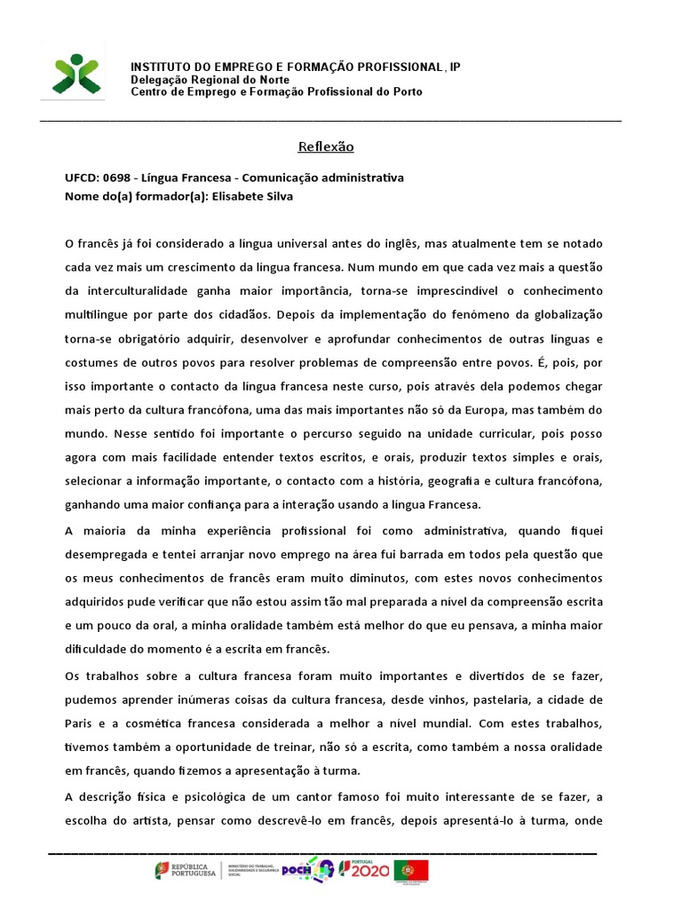 Reflexão Ufcd 0698 | PDF