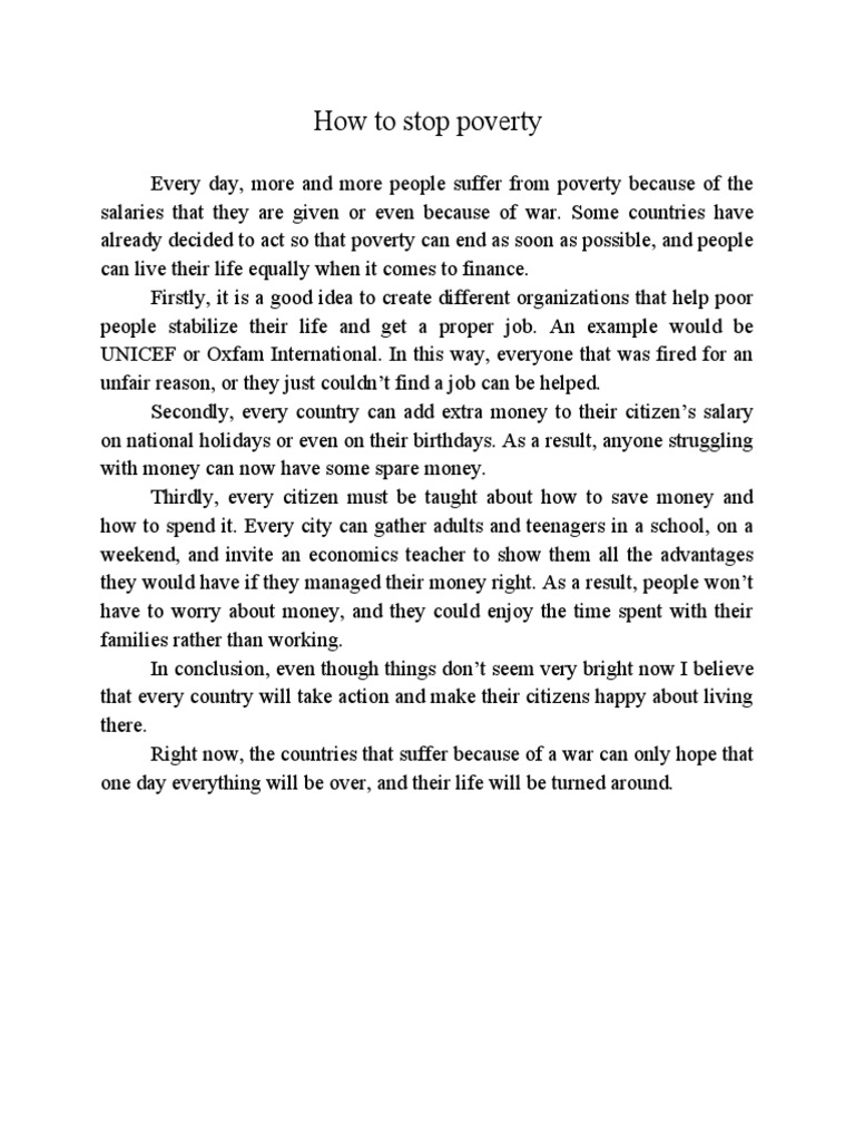 Essay 2 - How To Stop Poverty | PDF