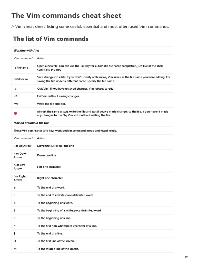 Vim Commands Cheat Sheet | PDF | Filename | Cursor (User Interface)