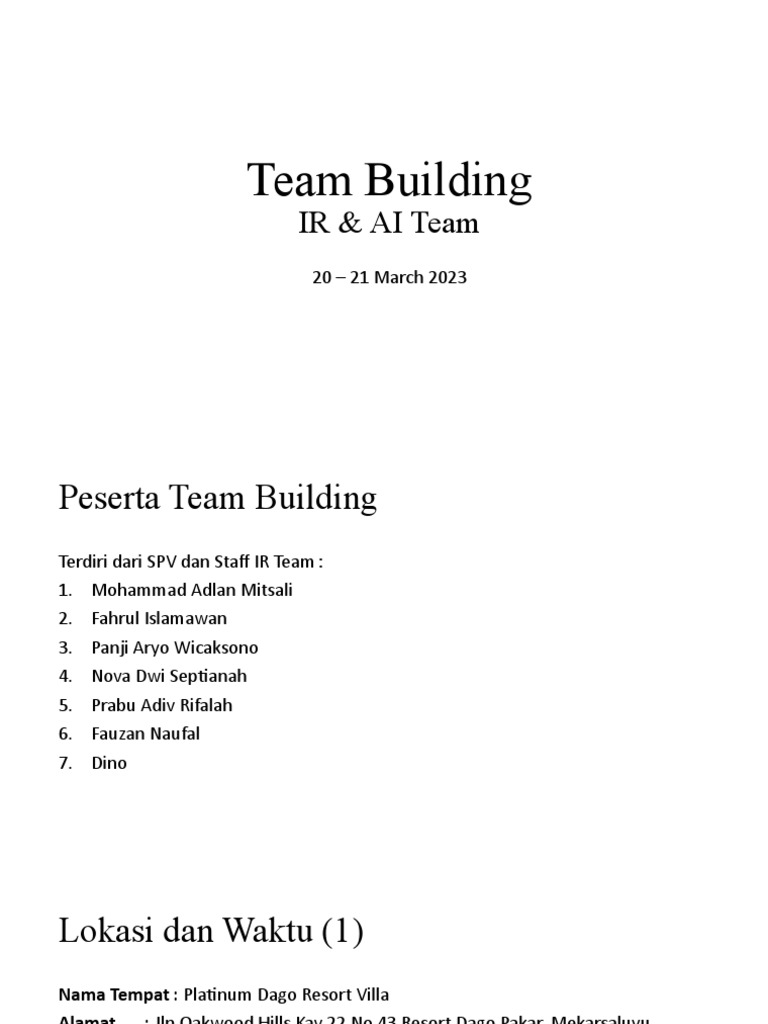 Team Building IR Team | PDF