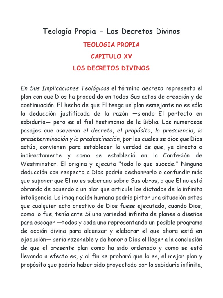 Los Decretos de Dios - Lewis Sperry Chafer | PDF