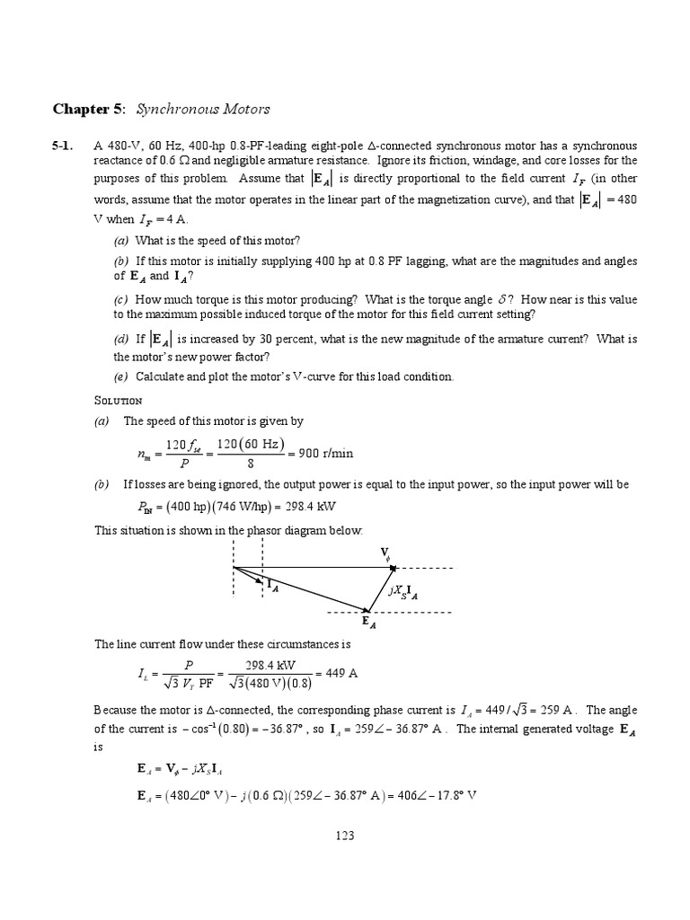 HW7-SOLUTION Synchronous Motor | PDF | Electric Motor | Electrical Components