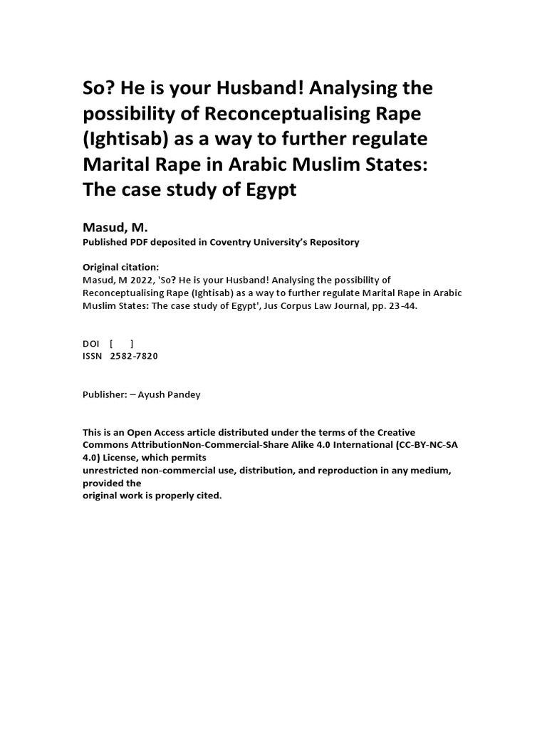 Marital Rape Egypt | PDF | Rape | Marriage