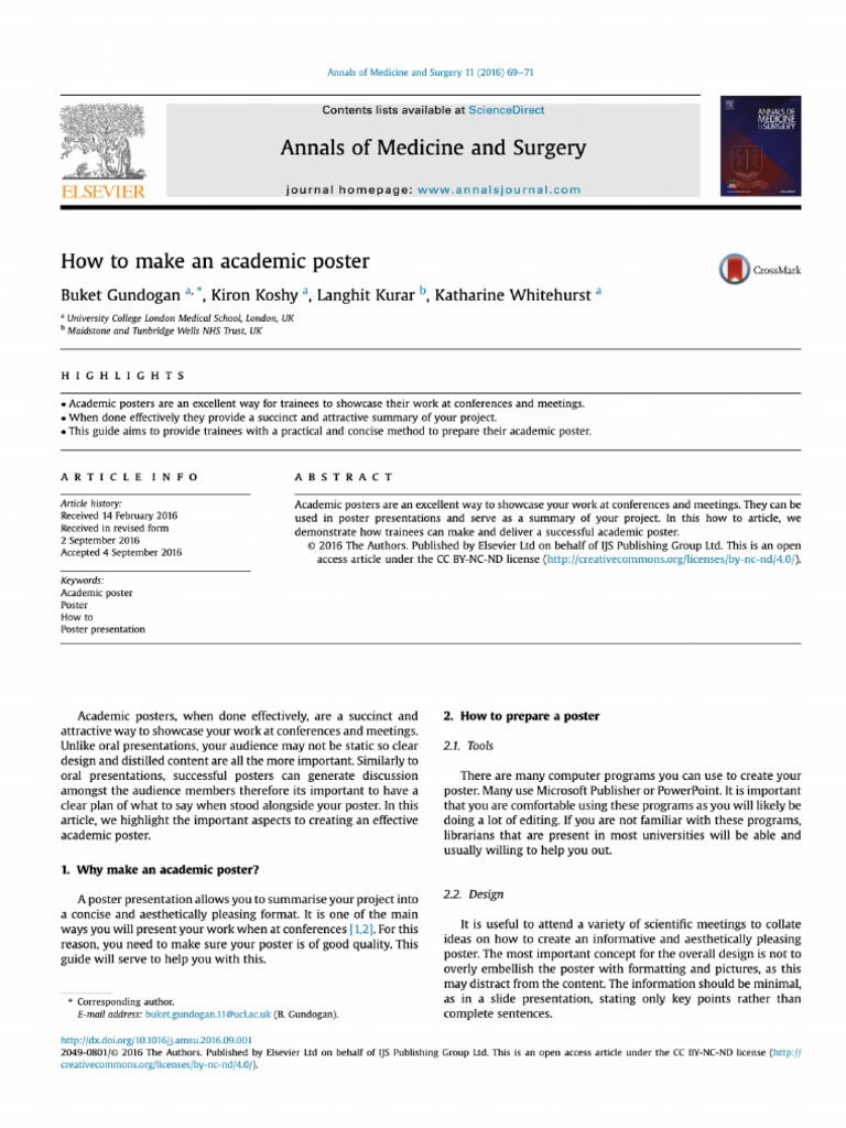 How to Make an Academic Poster _ Elsevier Enhanced Reader | PDF