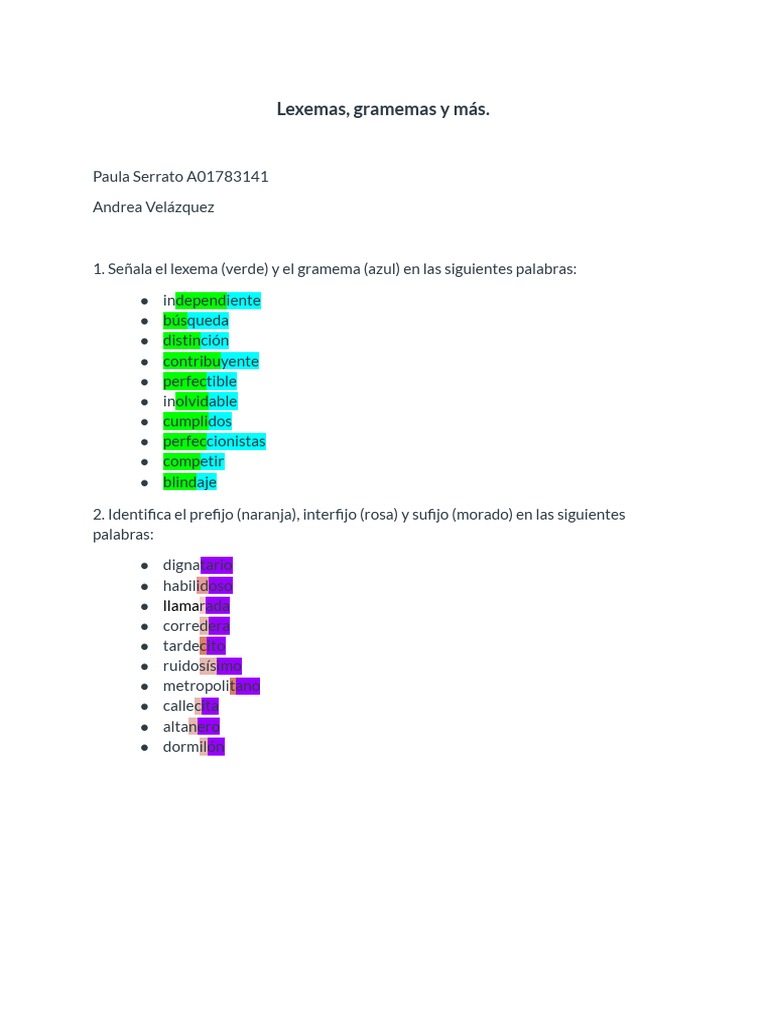 Lexemas, Gramemas y Más. | PDF | Artes del Lenguaje y Comunicación