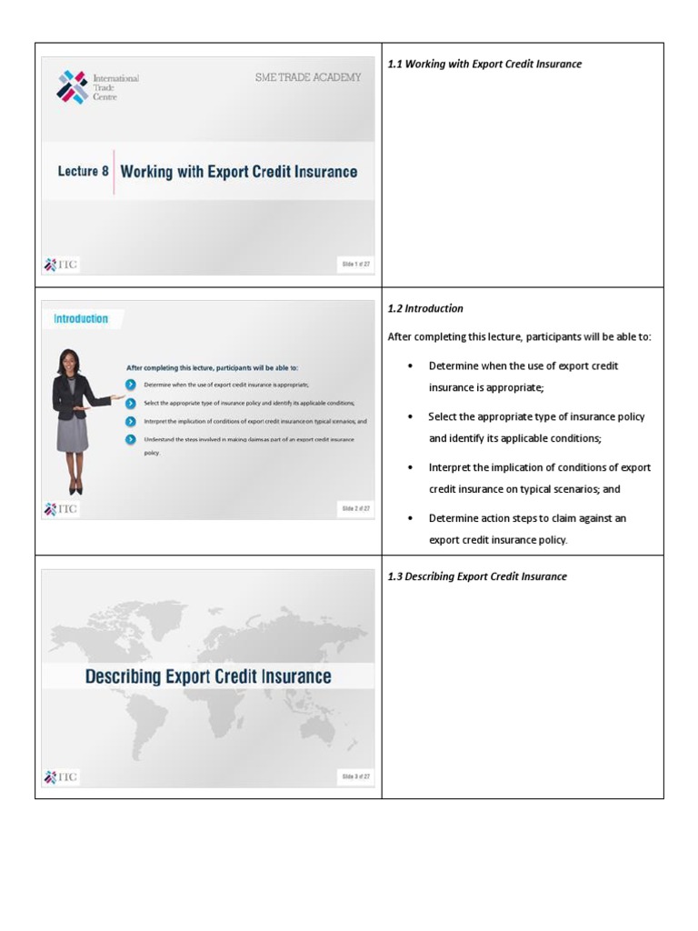 PDF Copy of Lecture 8 - Working With Export Credit Insurance | PDF ...