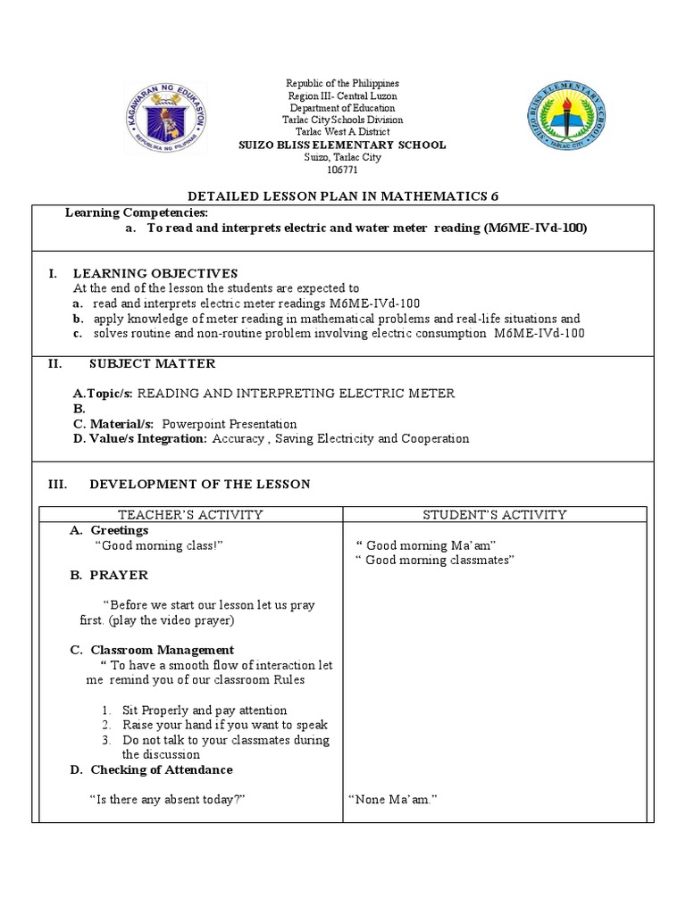 Detailed Lesson Plan | PDF | Behavior Modification | Learning