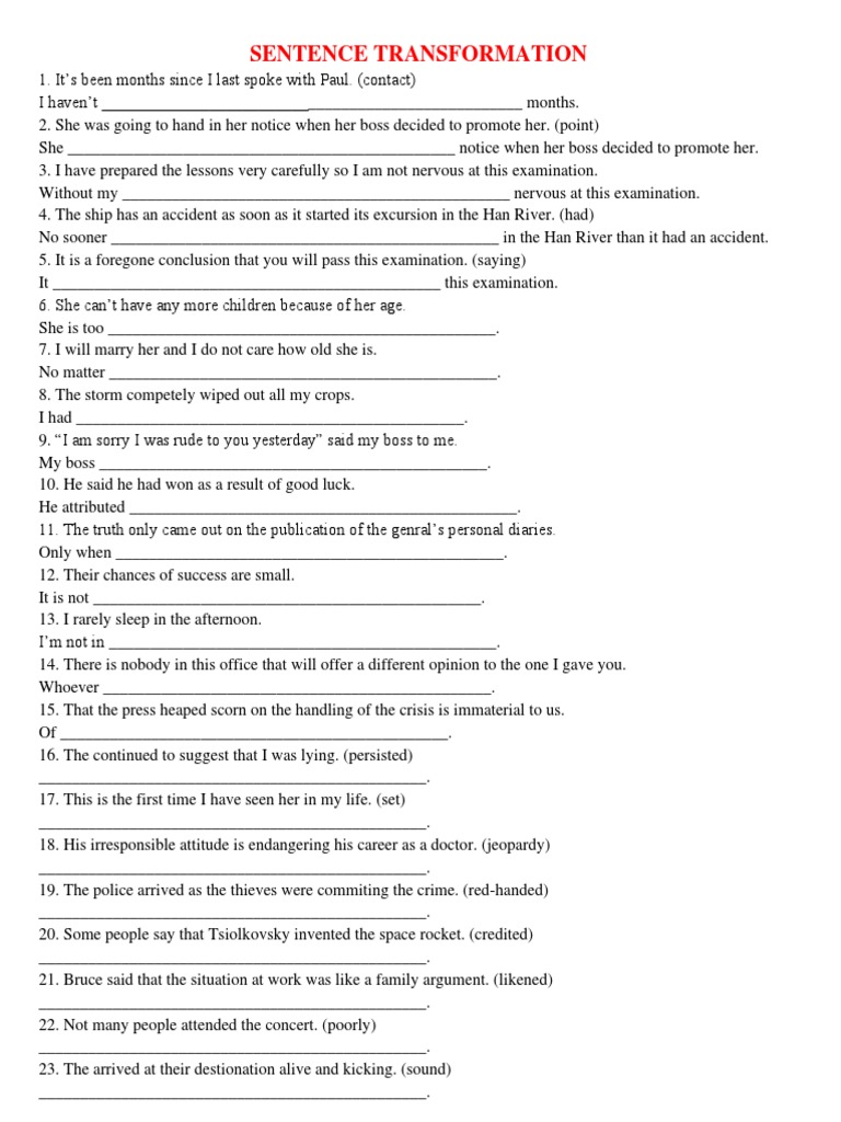 Sentence Transformation | PDF