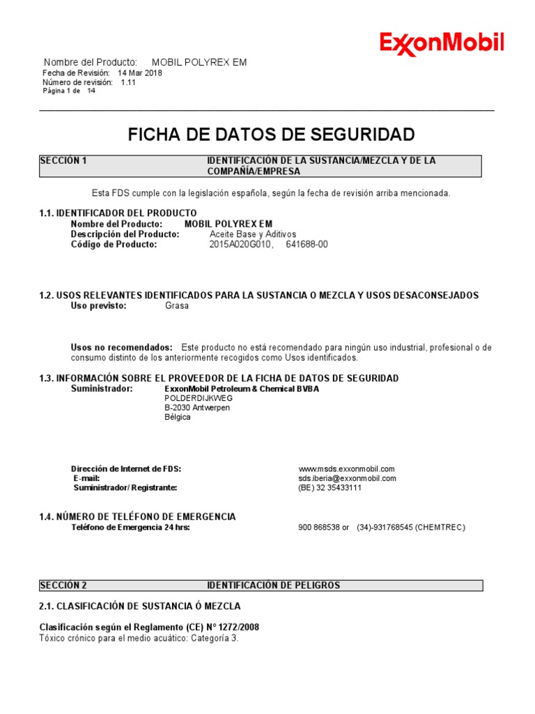 Mobil Polyrex em FDS | PDF