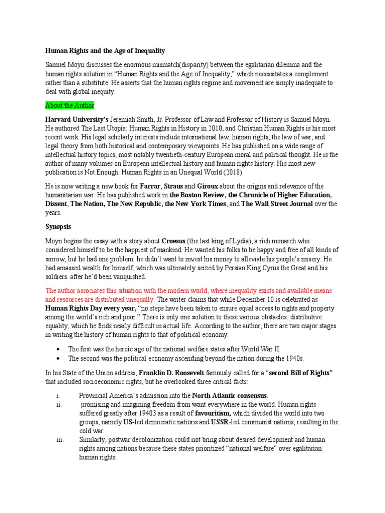 Human Rights and The Age of Inequality | PDF