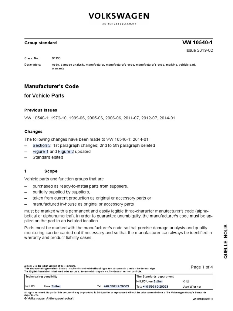 VW 10540-1 | PDF | Volkswagen | Typefaces