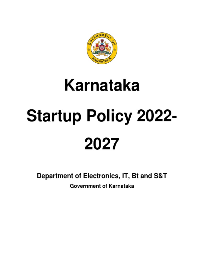 Startup Policy 2022 27 KanEng 4 | PDF | Startup Company | Small Business & Entrepreneurs