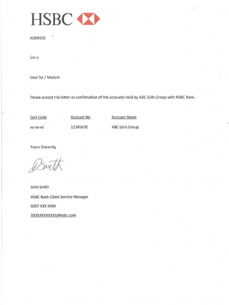 Example Bank Confirmation Letter | PDF