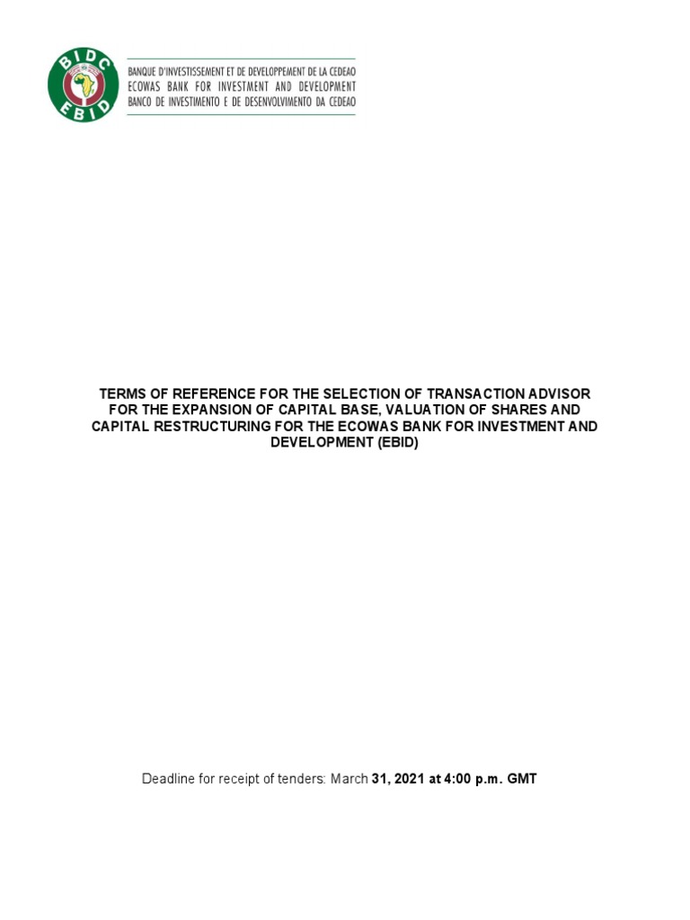 ToR Transaction Advisor | PDF