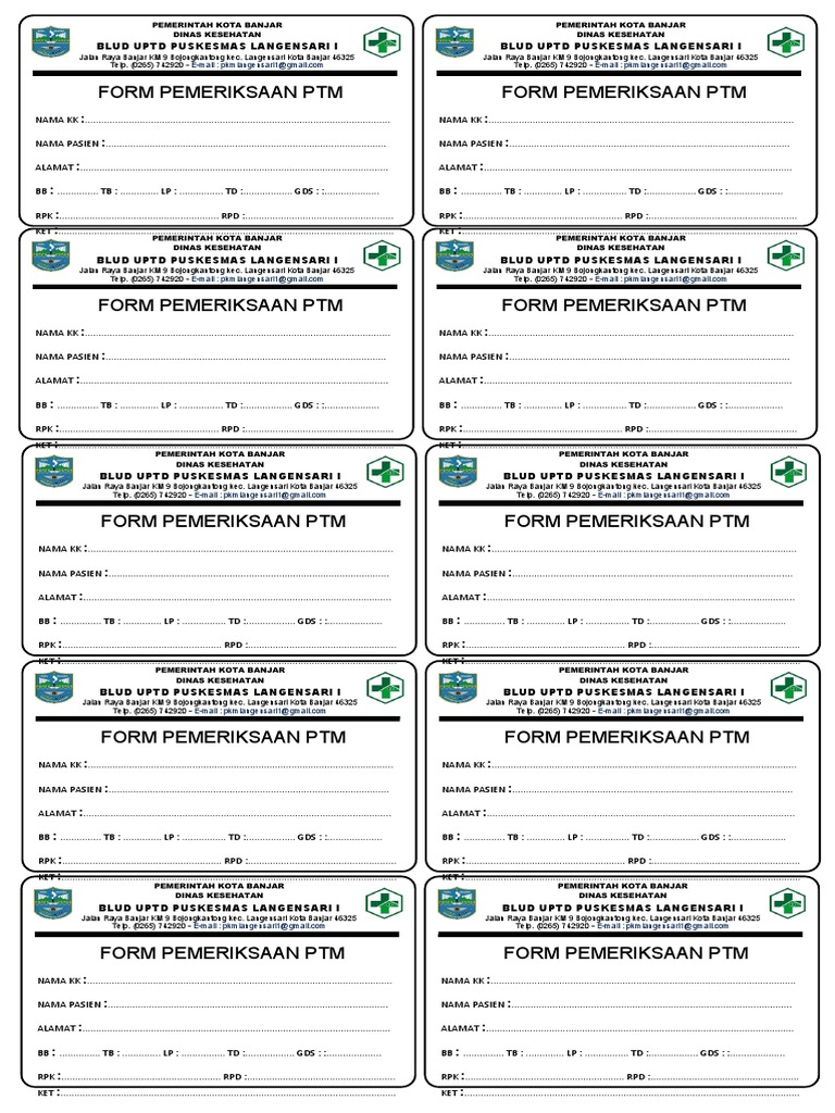 Form Pemeriksaan PTM | PDF