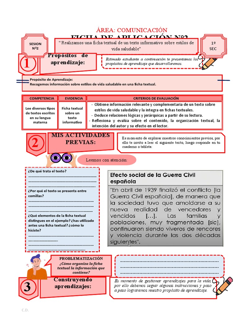1° Ficha de Aplicación-Sesión 3 - Expr #03 | PDF | Enfermedades cardiovasculares | Las ...