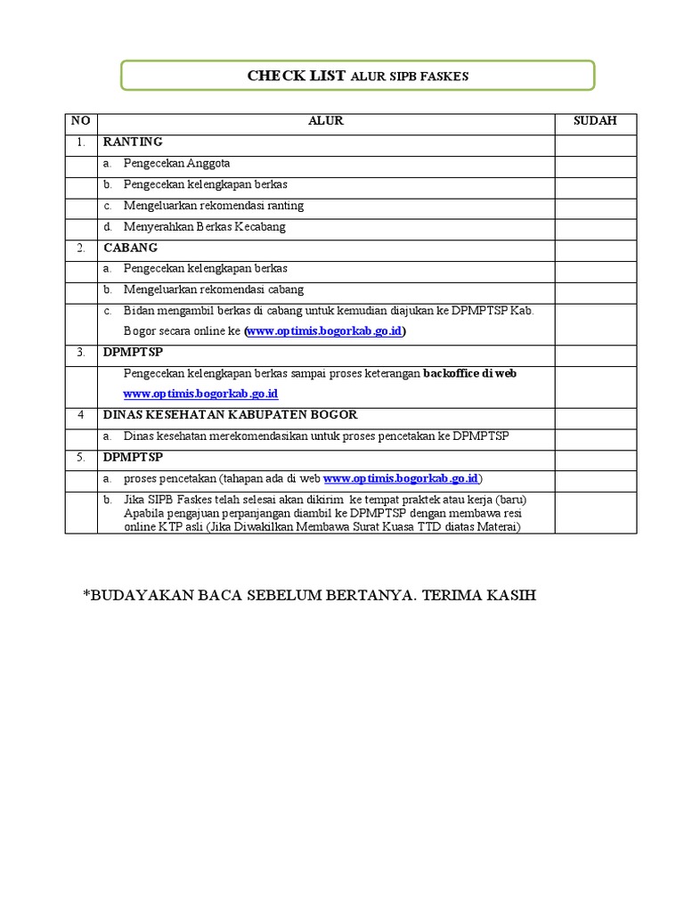 Syarat Sipb Faskes 2022 | PDF