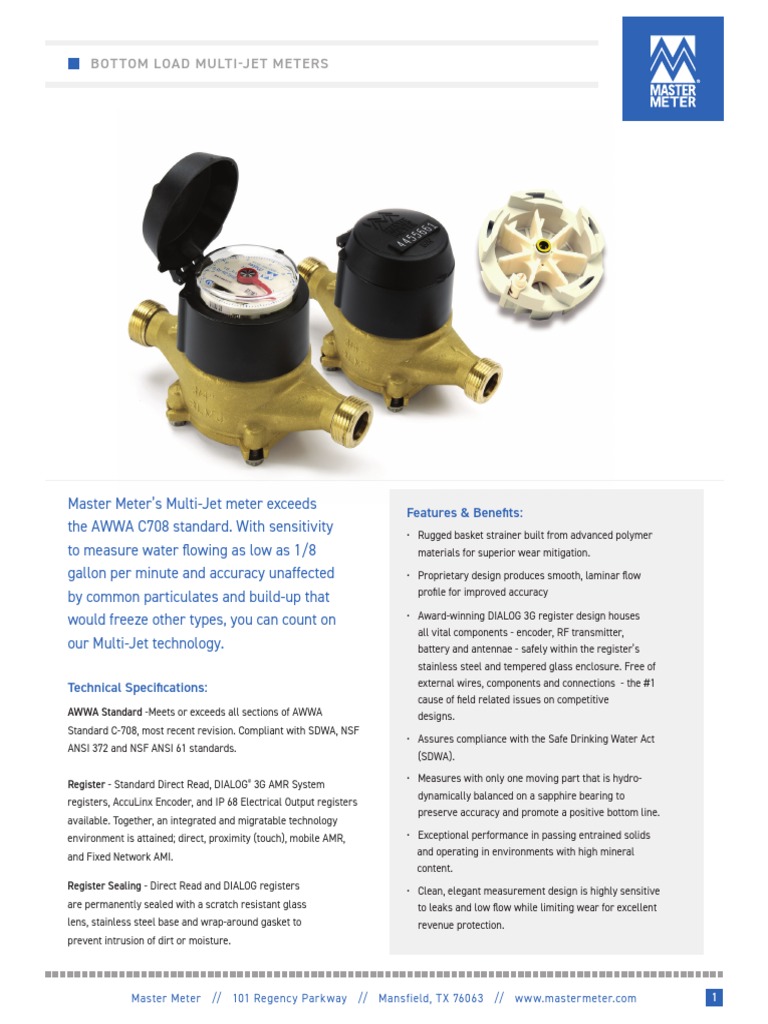 Master Meter BLMJ Residential Multi Jet Product Sheet v0511.20F | PDF ...