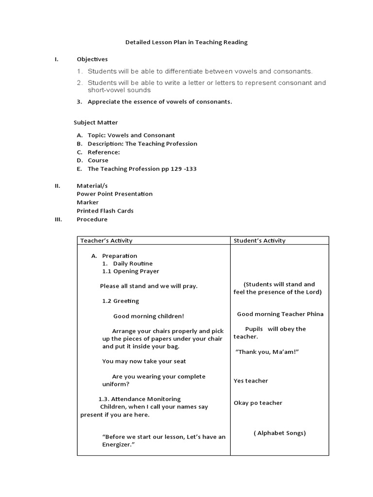 Detailed Lesson Plan in Teaching Reading | PDF | Schools | Curriculum