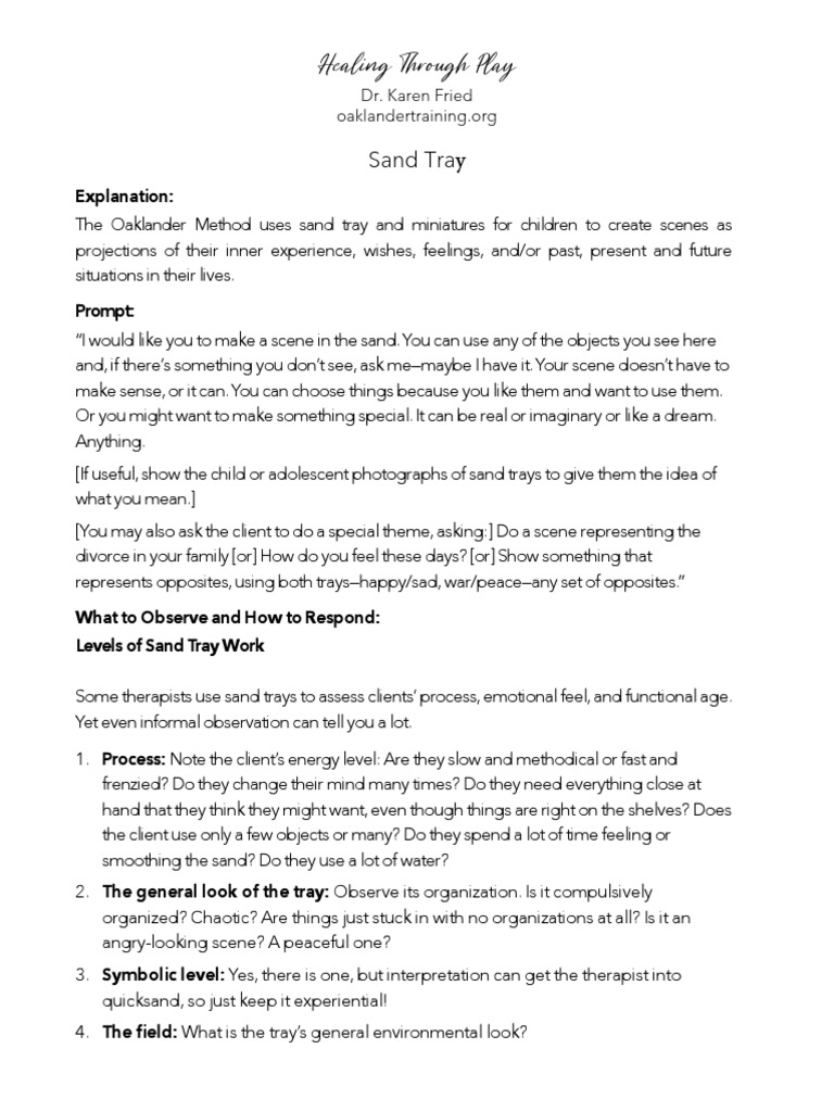Sand Tray Work Handout | PDF