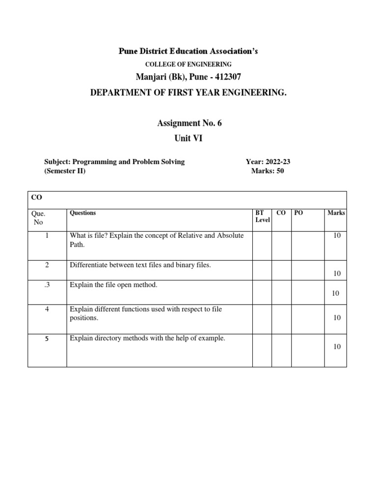 PPS Assignment 6 | PDF