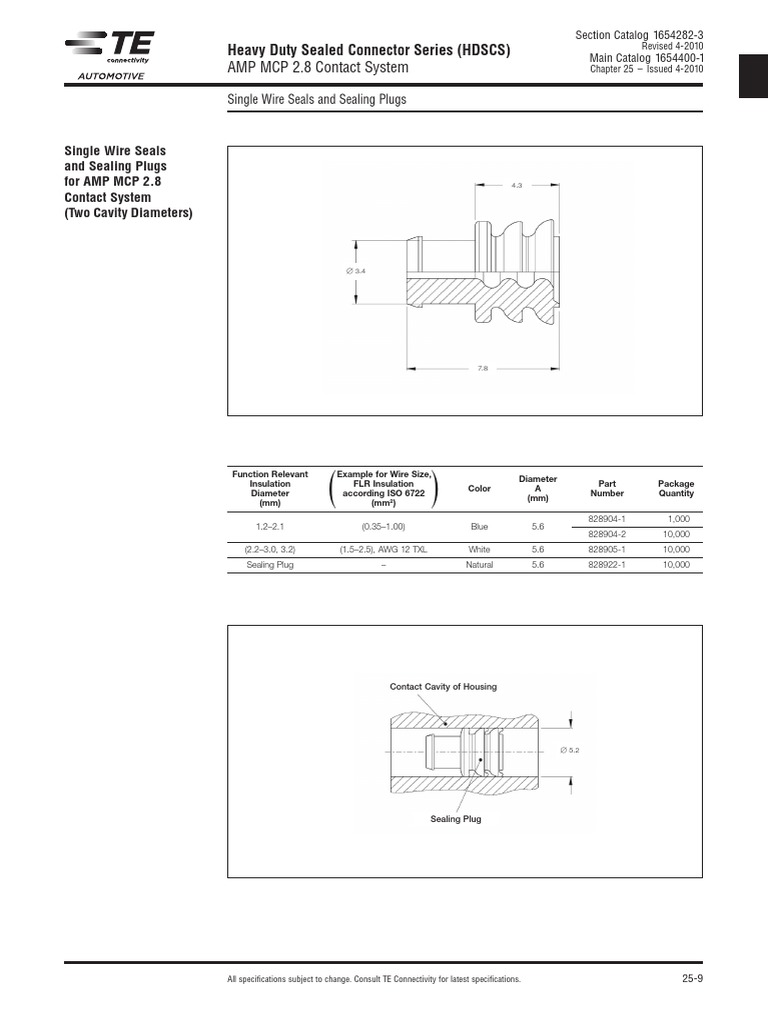 AMP MCP 2.8 Contact System: Heavy Duty Sealed Connector Series (HDSCS ...