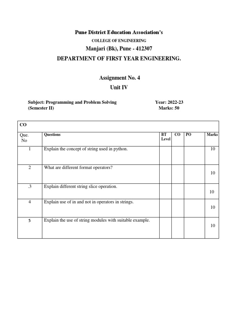 PPS Assignment 4 | PDF | Computers