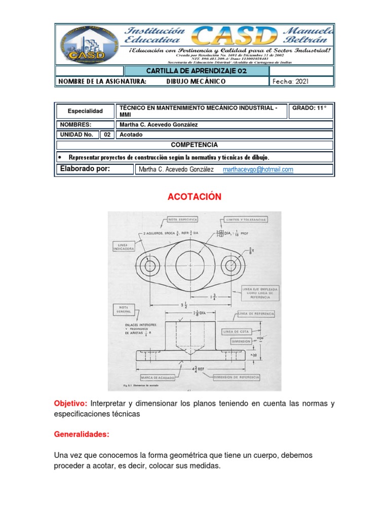 Guía No. 02 ACOTADO | PDF | Dibujo | Aprendizaje