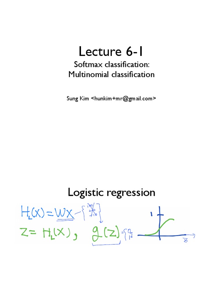 Lec6 Softmax Regression Pdf