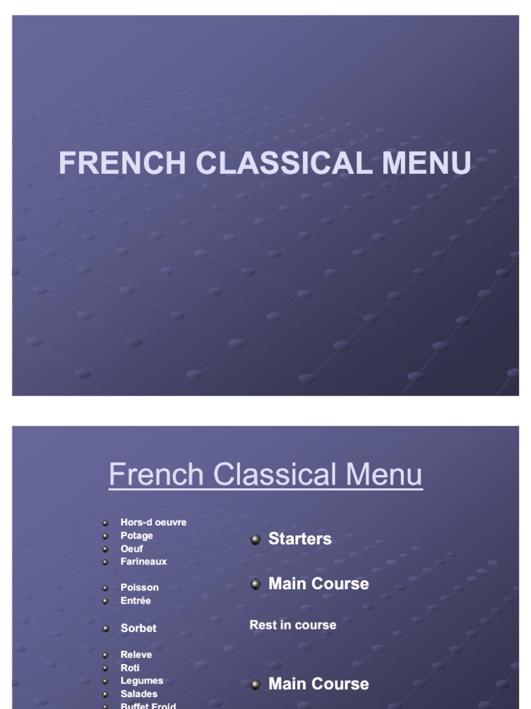 French Classical Menu | PDF | Entrée | Salad
