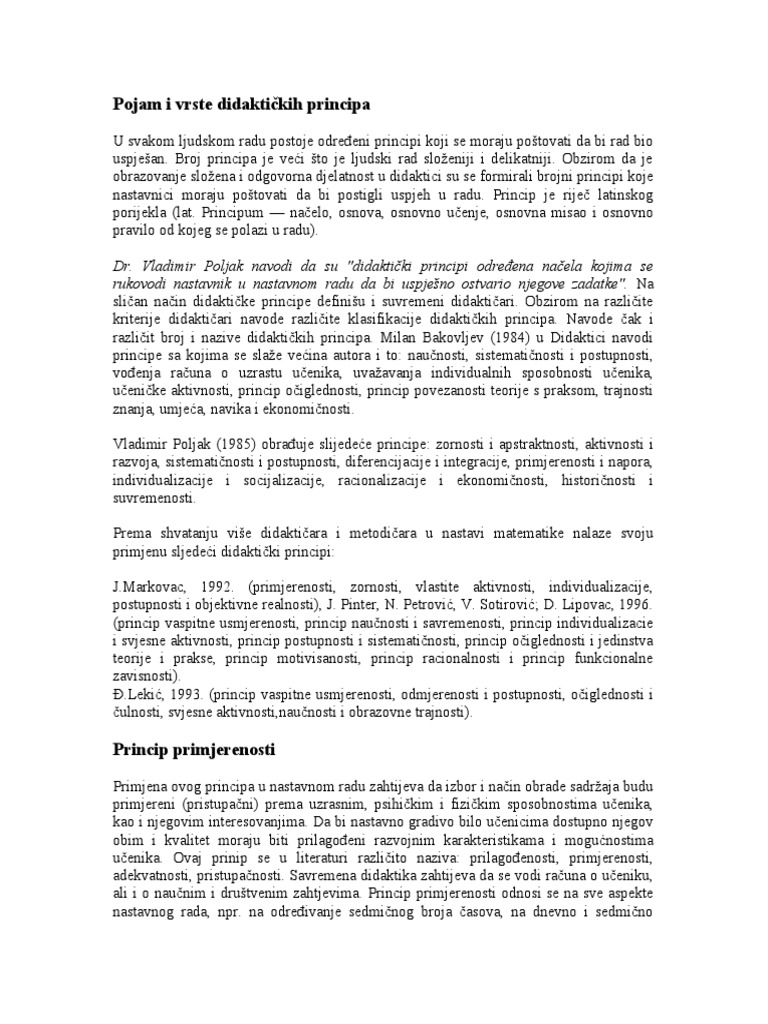 Pojam I Vrste Didaktičkih Princip1 | PDF