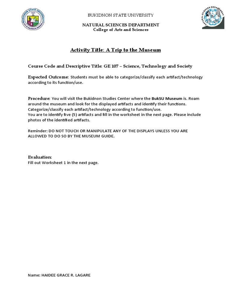 Activity A Trip To The Museum | PDF | Museum