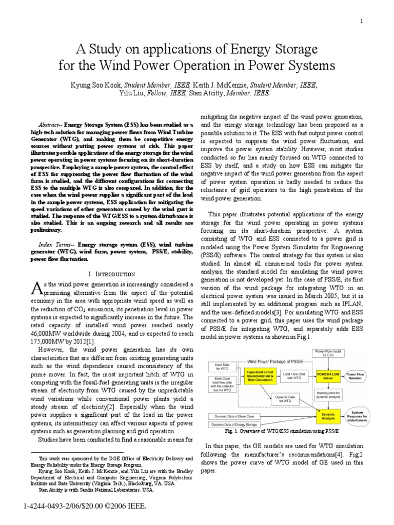 A Study On Applications of Energy Storage | PDF | Wind Power | Wind Turbine