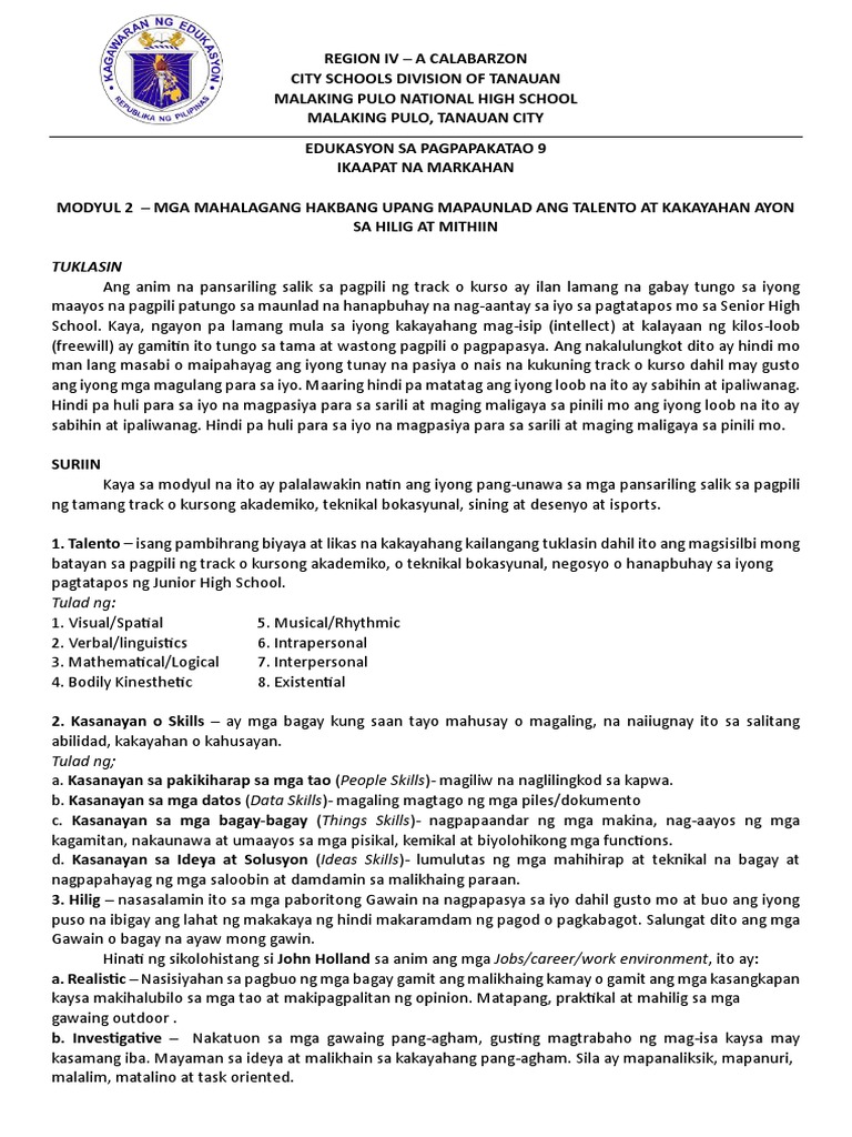 ESP 9 4th Q MODULES | PDF