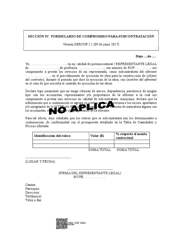 Compromiso de Subcontratación MYPE | PDF | Derecho