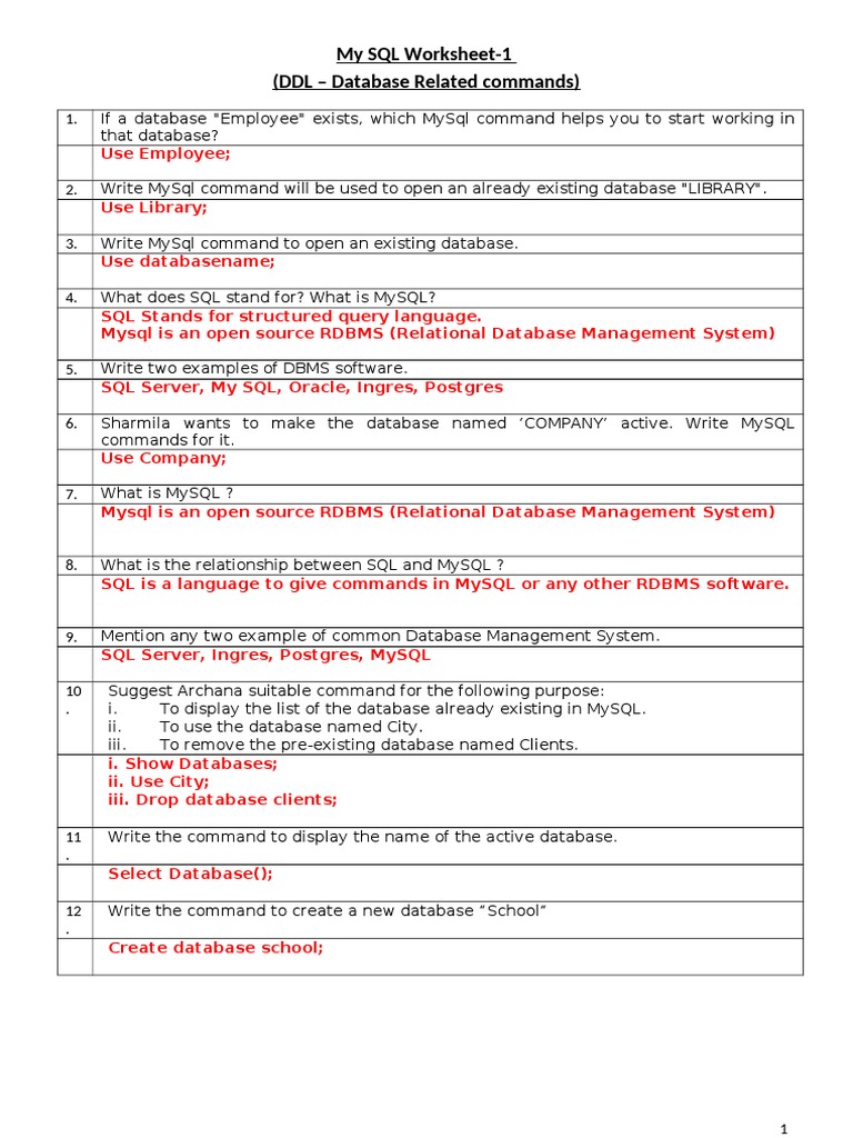 Question Bank-Mysql (Expected Board Questions) | PDF | Teaching Methods & Materials
