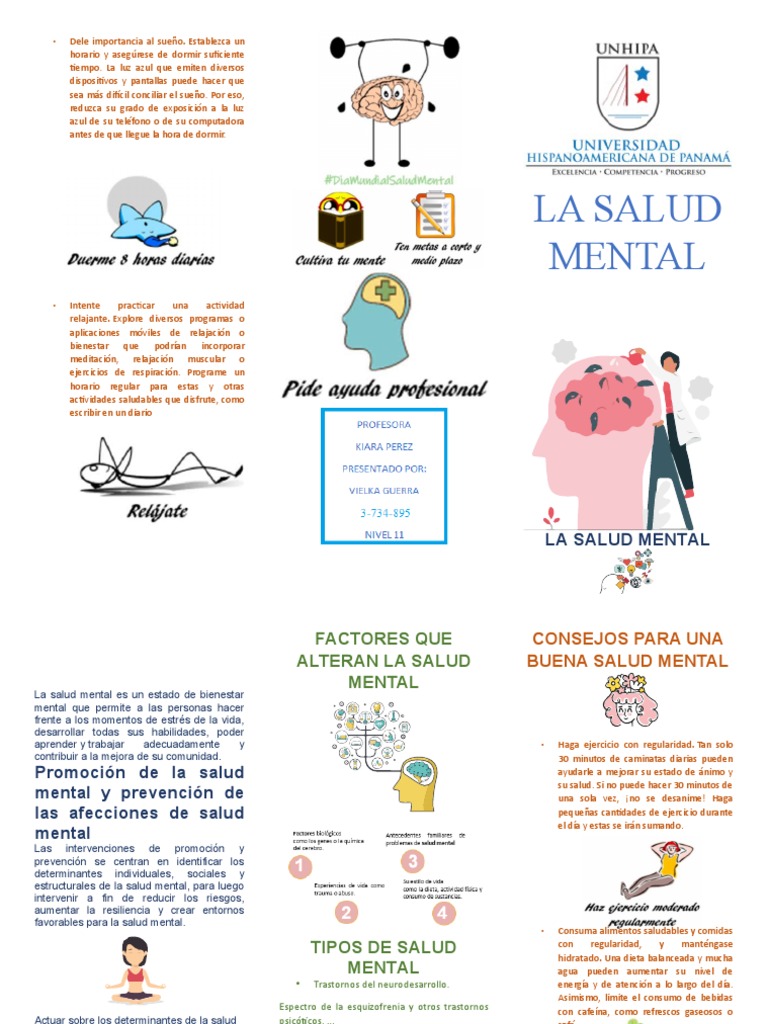 Triptico Salud Mental | PDF | Salud mental | Trastorno mental