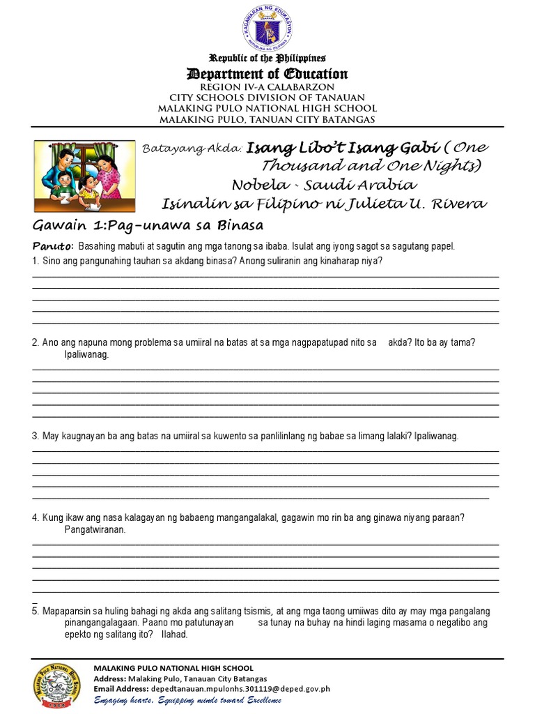 Q3 Fil 9 Aktibiti Isang Libot Isang Gabi | PDF