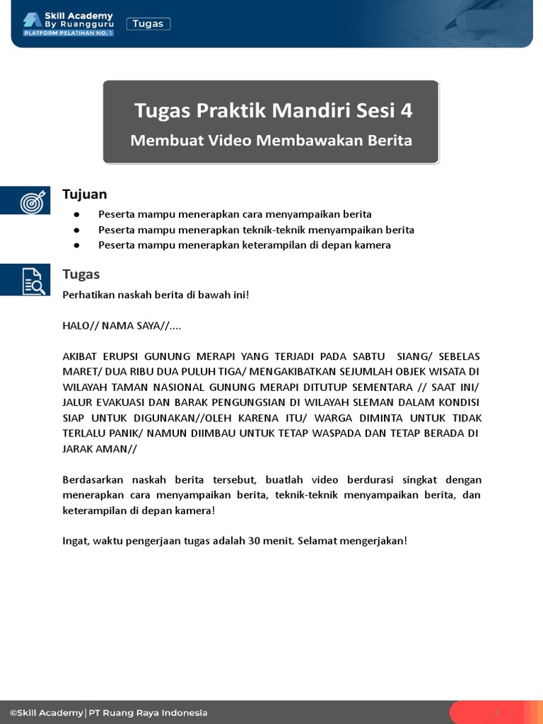 Tugas Praktik Mandiri Sesi 4: Membuat Video Membawakan Berita | PDF