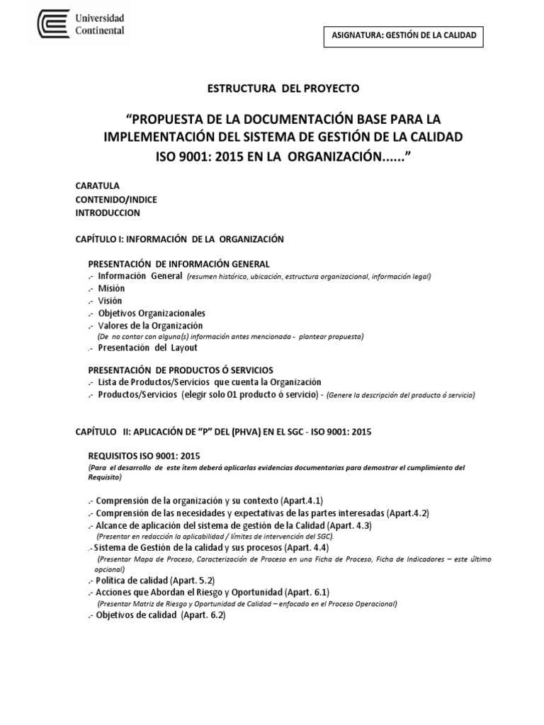 Implementación ISO 9001:2015 | PDF | Sistema de manejo de calidad ...
