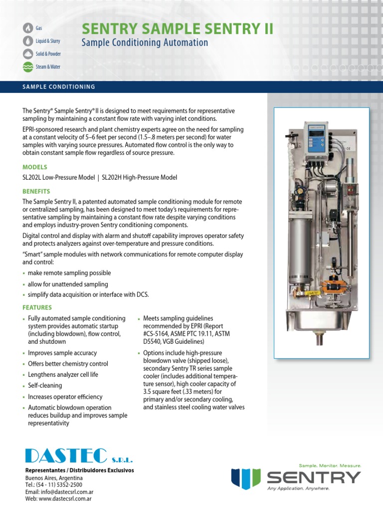 ssII - Panel Muestreo Automatico para Vapor Liquidos - Sentry Equipment ...