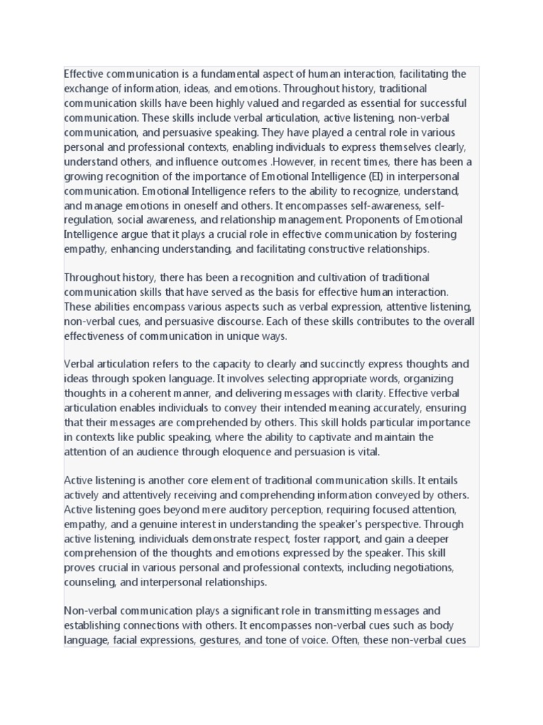 Effective Communication Is A Fundamental Aspect of Human Interaction ...