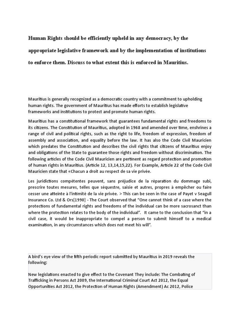 Human Rights Should Be Efficiently Upheld in Any Democracy | PDF ...